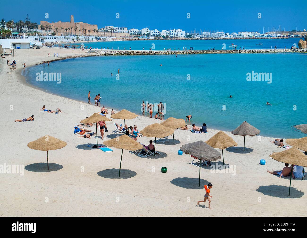 Monastir Town beach with Ribat overlooking sea, Tunisia Stock Photo - Alamy