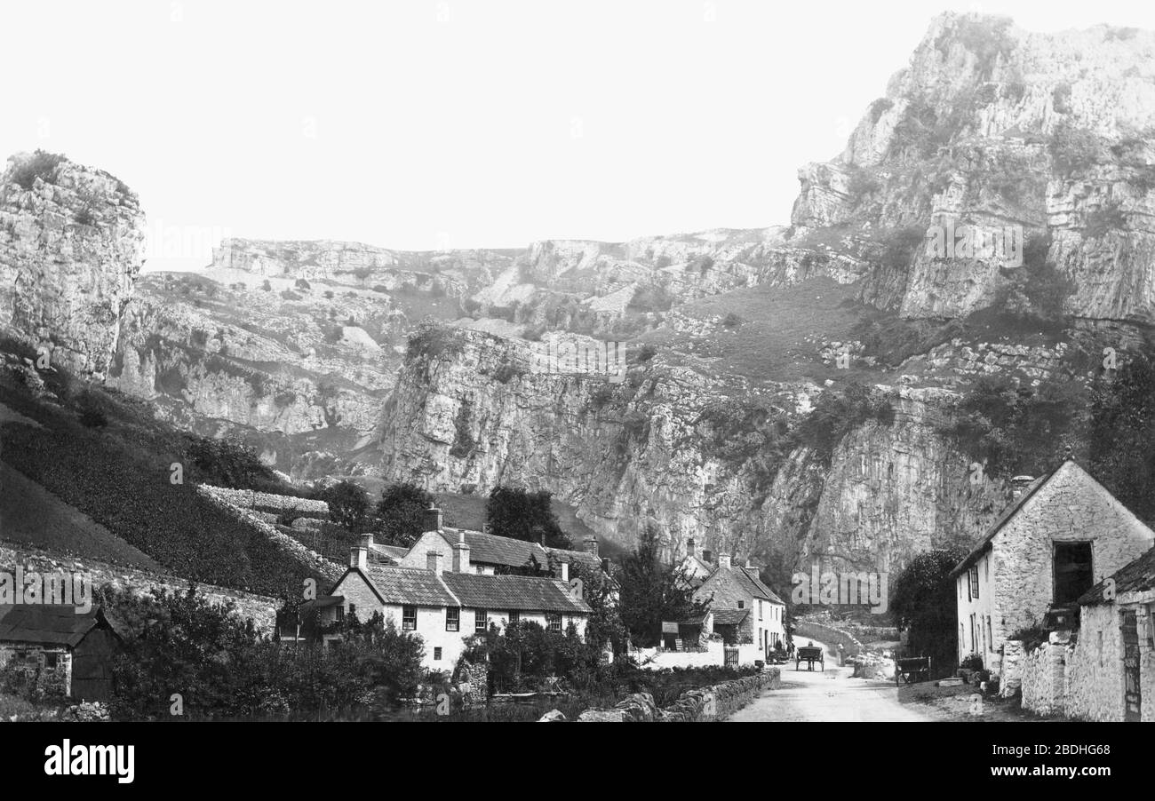 Cheddar, Village and Gorge c1873 Stock Photo - Alamy