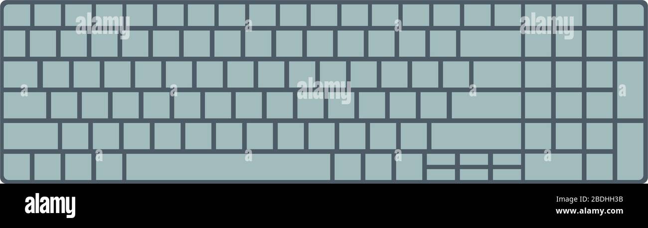 Drawn computer keyboard. View from above. Vector isolated illustration ...