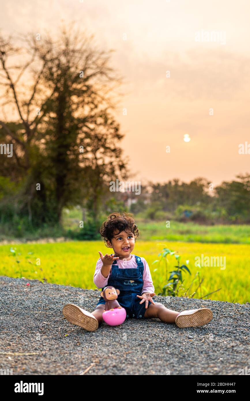 Margao, Goa/India - April 2 2020 : Playful Pretty Indian girl child ...