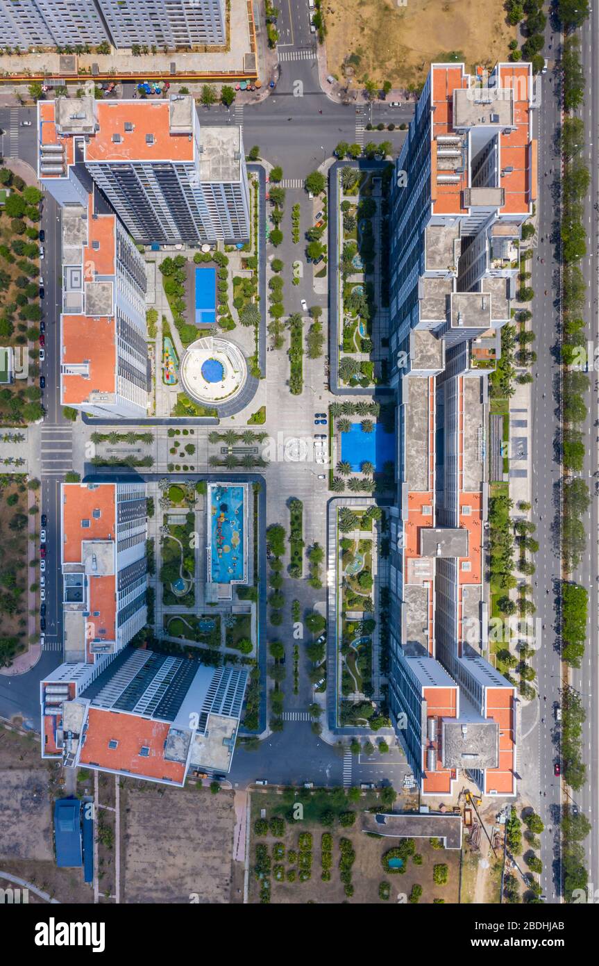 Top view photo of modern residence apartment buildings area Stock Photo ...