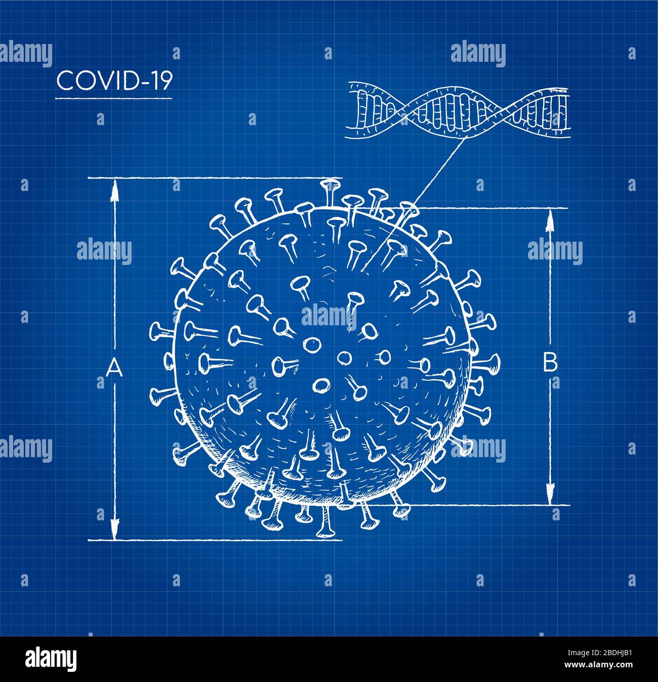 Project of Coronavirus COVID-19 in blueprint Stock Photo - Alamy