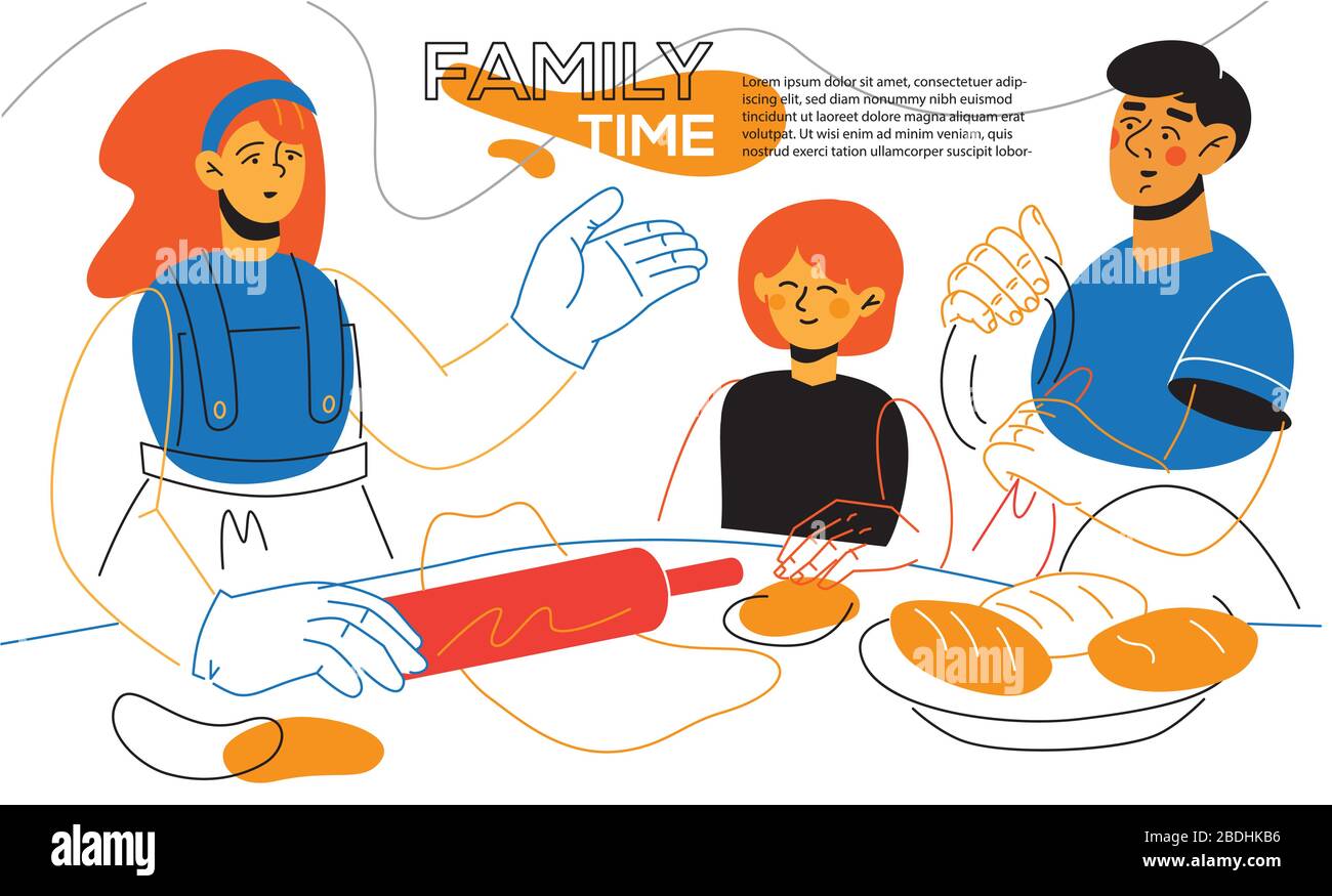 Family time - colorful flat design style banner Stock Vector Image ...