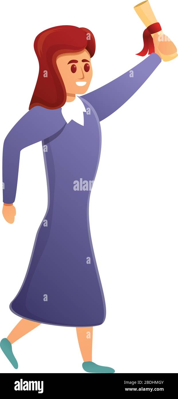 Happy graduated girl icon. Cartoon of happy graduated girl vector icon ...