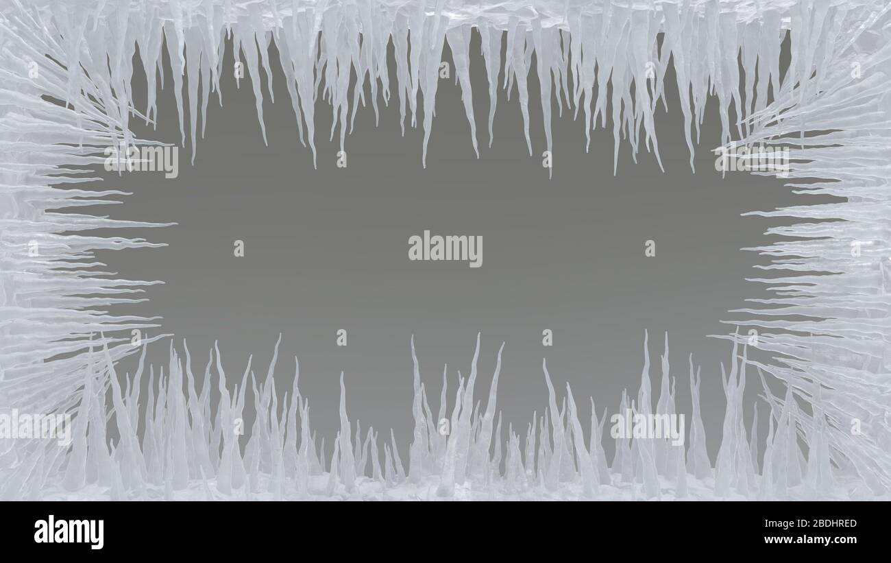 Ice Spikes. Icicle. Ice on the screen. 3D rendering Stock Photo - Alamy