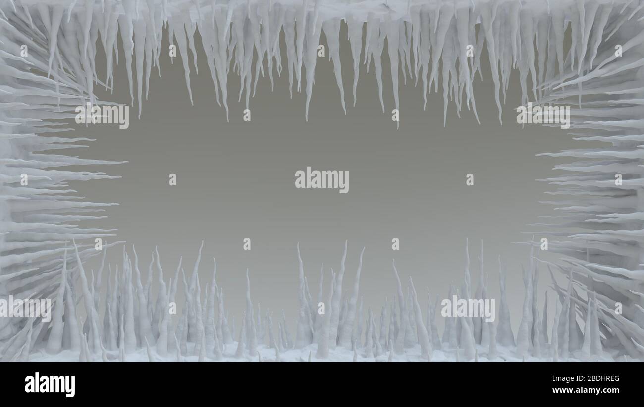 Ice Spikes. Icicle. Ice on the screen. 3D rendering Stock Photo - Alamy