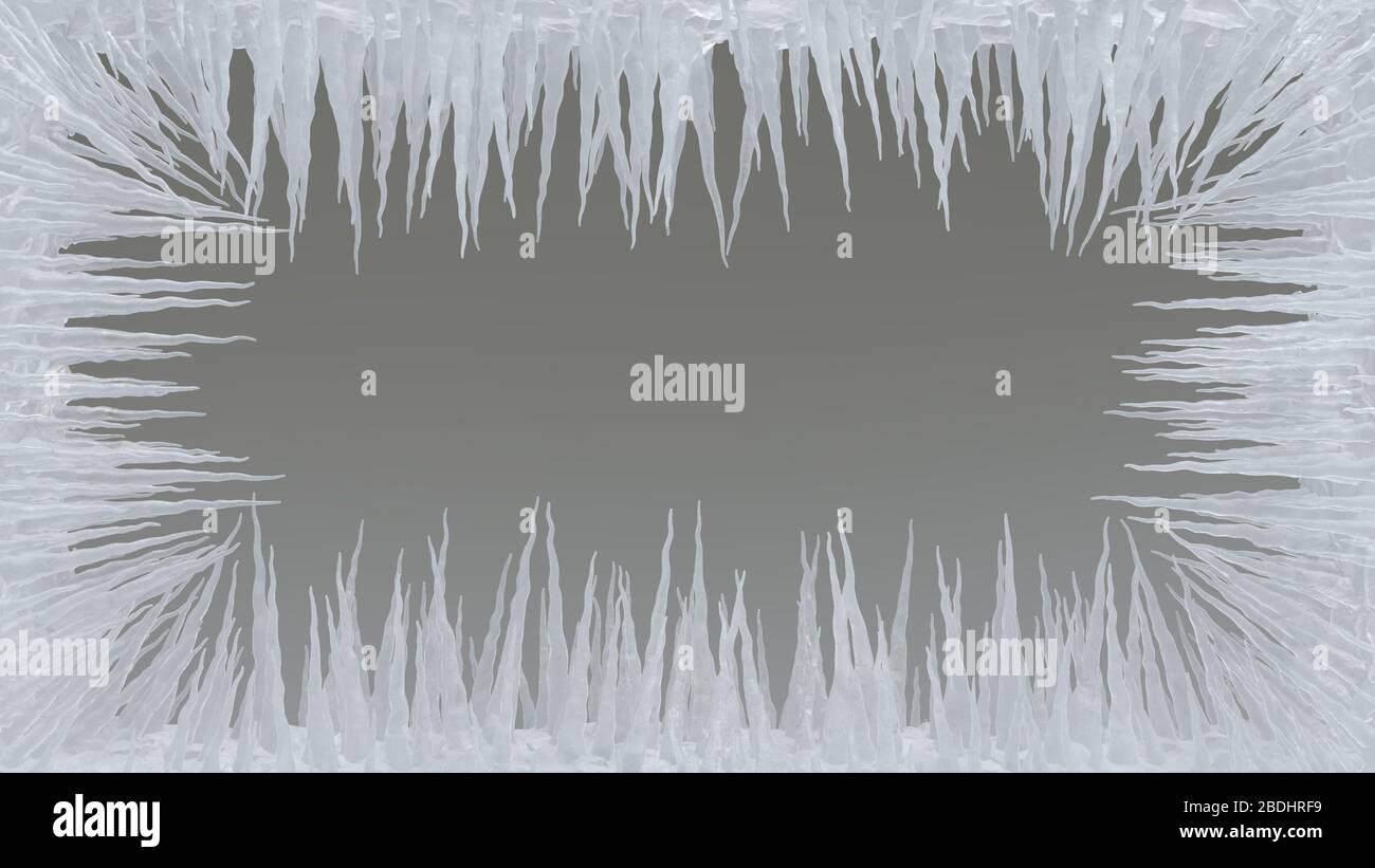 Ice Spikes. Icicle. Ice on the screen. 3D rendering Stock Photo - Alamy