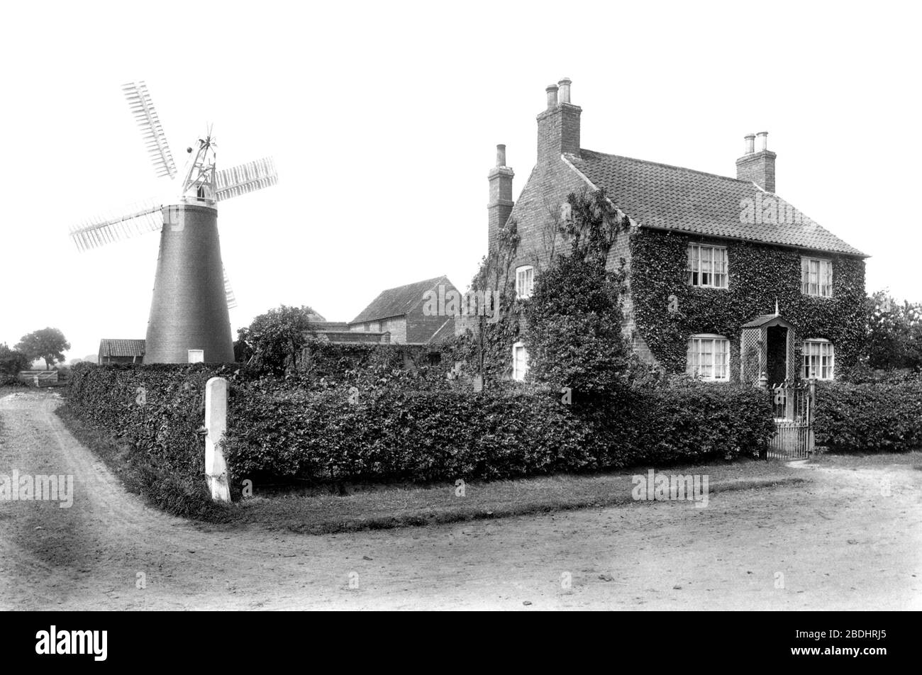 Sutton-on-Trent, the Mill and Mill House 1909 Stock Photo - Alamy