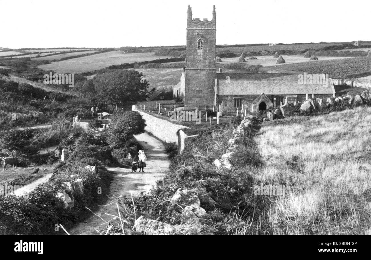 St Levan, the Church 1908 Stock Photo - Alamy