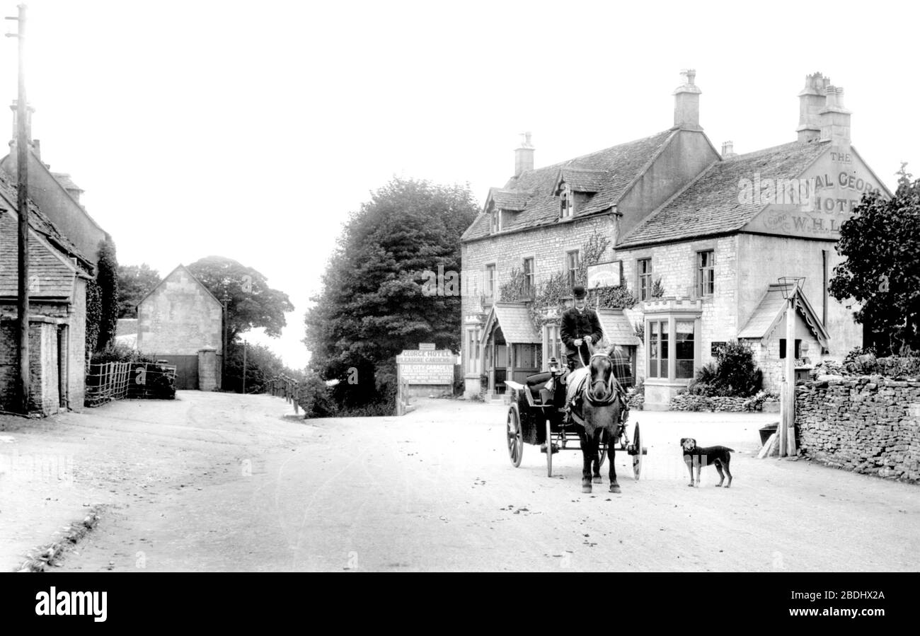 Birdlip, George Hotel 1907 Stock Photo - Alamy