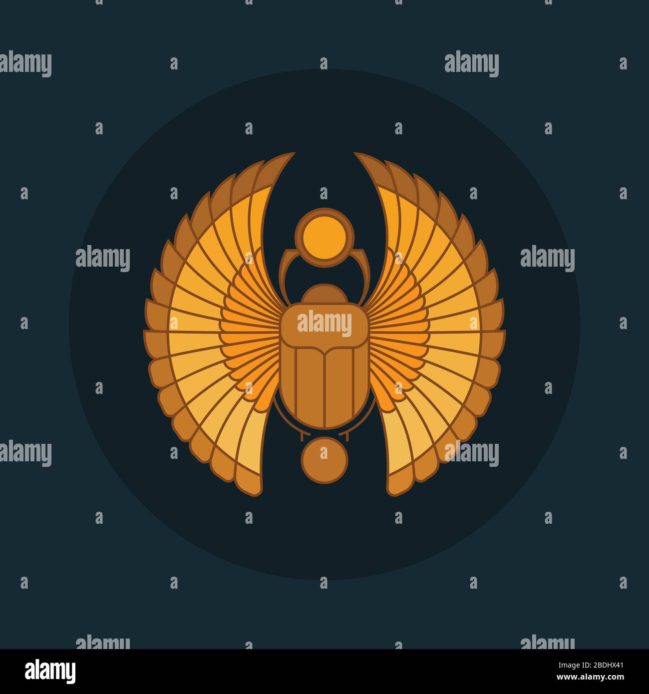 Circular illustration of the Egyptian scarab beetle, personifying the ...
