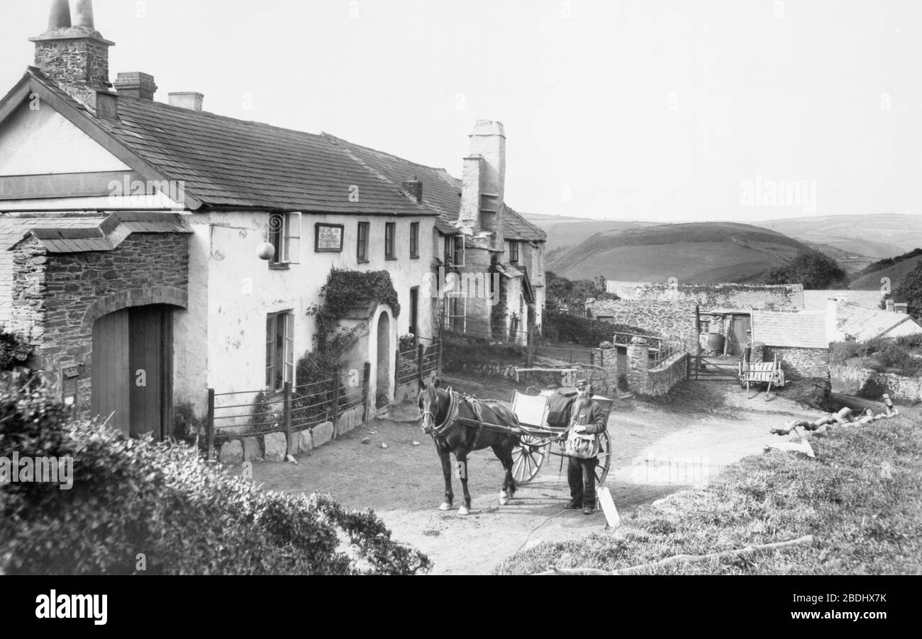 Lynmouth, Countisbury Hill, the Blue Ball 1907 Stock Photo - Alamy