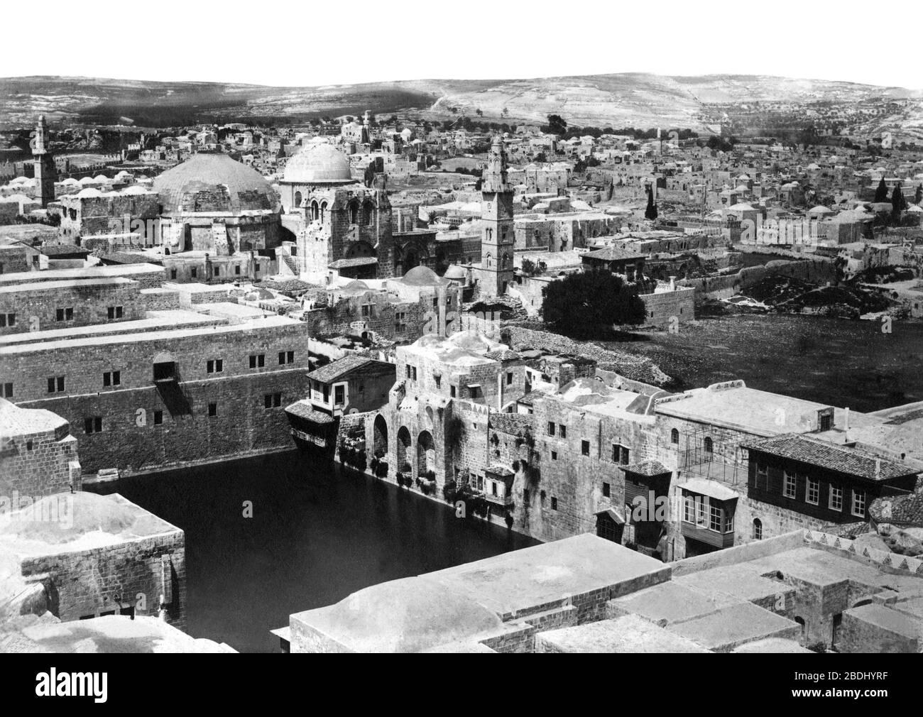 Jerusalem, the Pool of Hezekiah from the Tower of Hippicus 1857 Stock ...