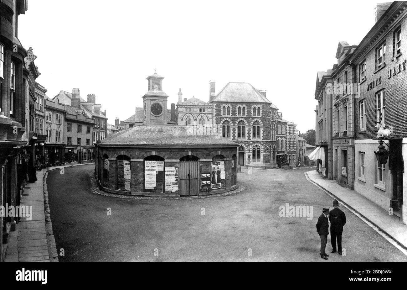 Launceston, the Square and Butter Market 1906 Stock Photo - Alamy
