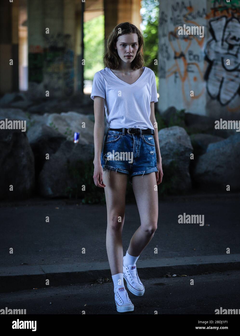 MILAN, Italy- June 16 2019: Penelope Ternes on the street during the ...