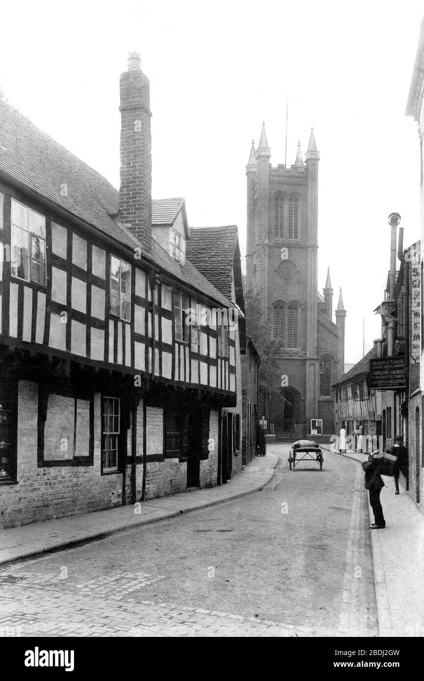 Worcester, St Peter's Street and Church 1906 Stock Photo - Alamy