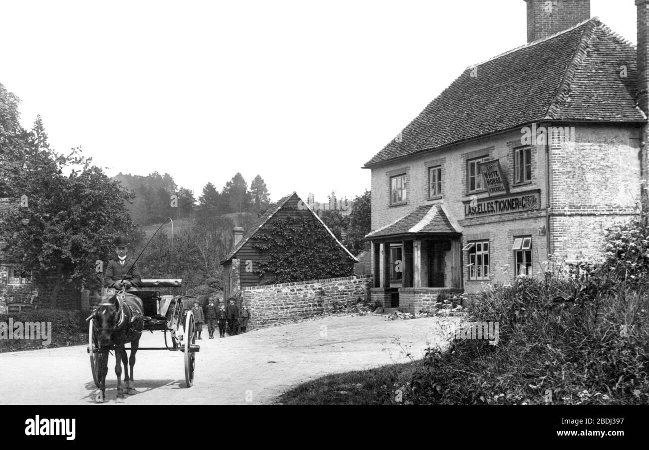 Hascombe, the White Horse 1906 Stock Photo - Alamy