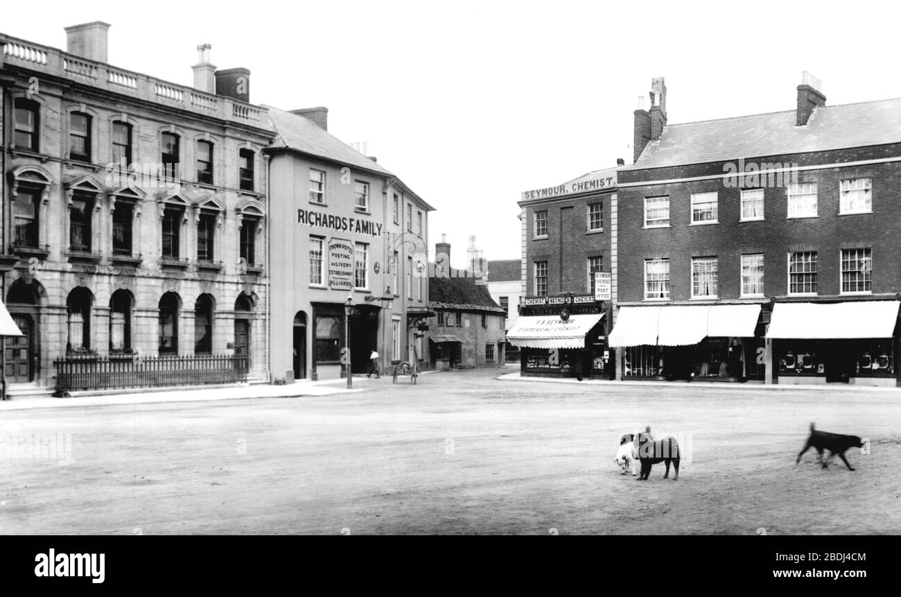 Wimborne, Square 1904 Stock Photo - Alamy