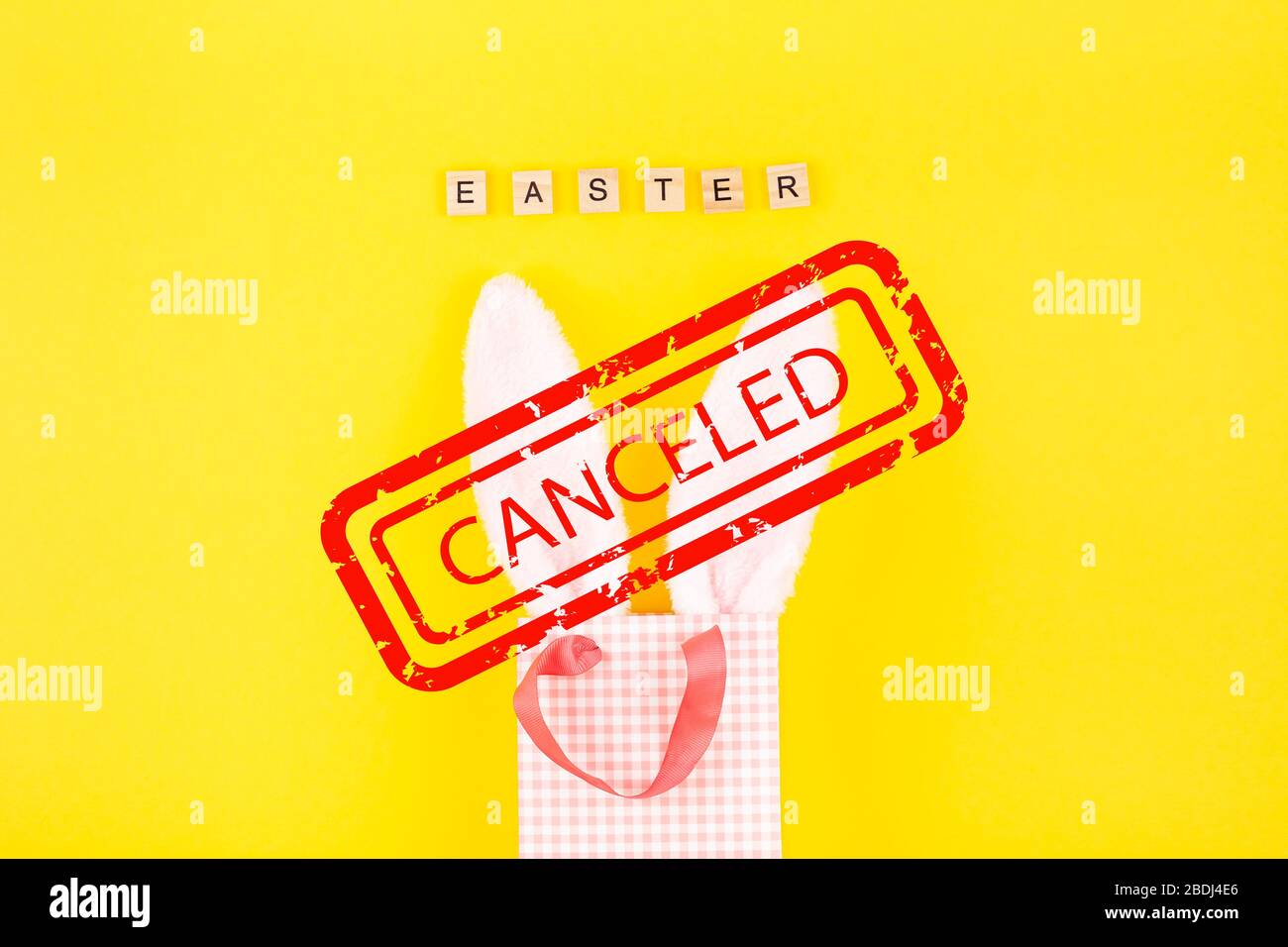 Pandemic lockdown Easter day concept. Flat lay top view creative ...