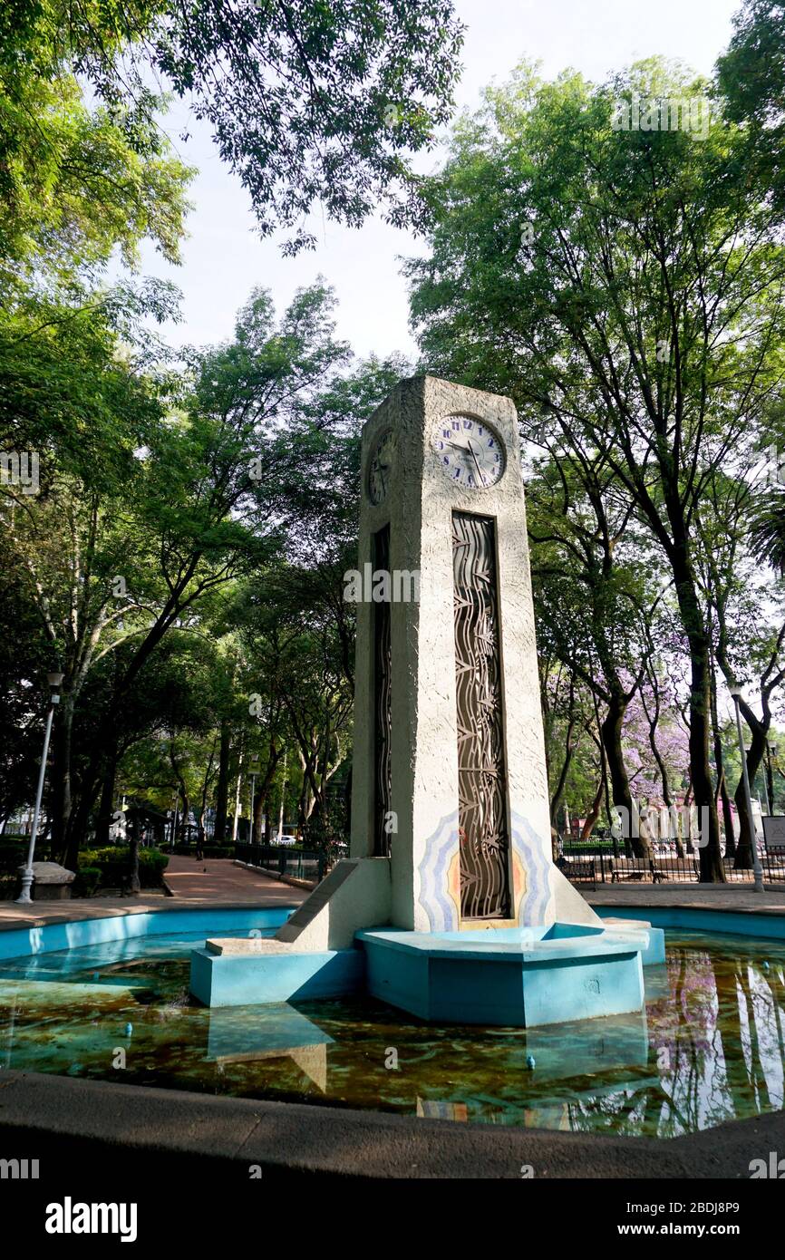 Art Deco Clock Tower in Parque Mexico in the Colonia Hipodromo of ...