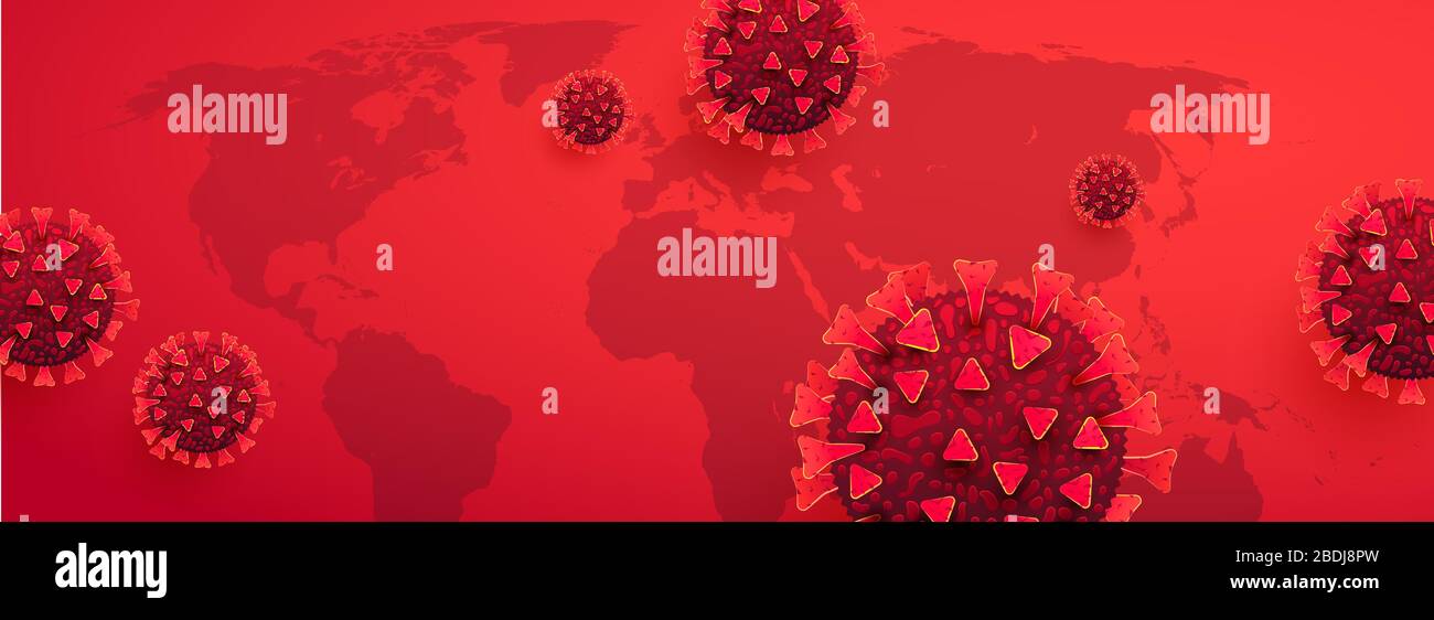 Covid-19. Coronavirus outbreak design with 3d virus cell and earth map ...