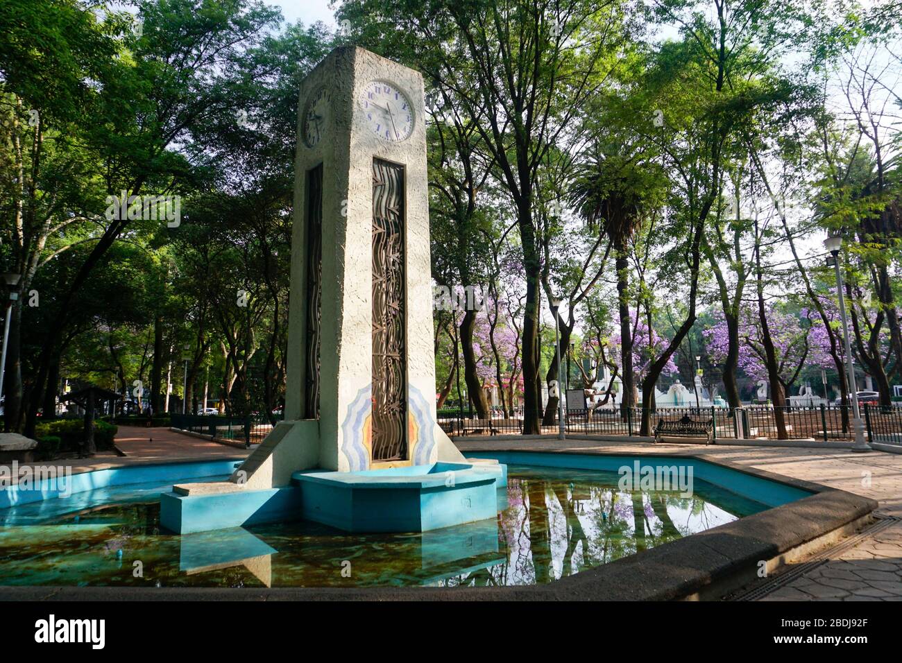 Art Deco Clock Tower in Parque Mexico in the Colonia Hipodromo of ...