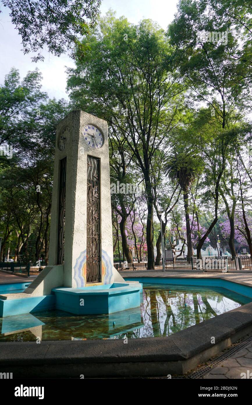 Art Deco Clock Tower in Parque Mexico in the Colonia Hipodromo of ...
