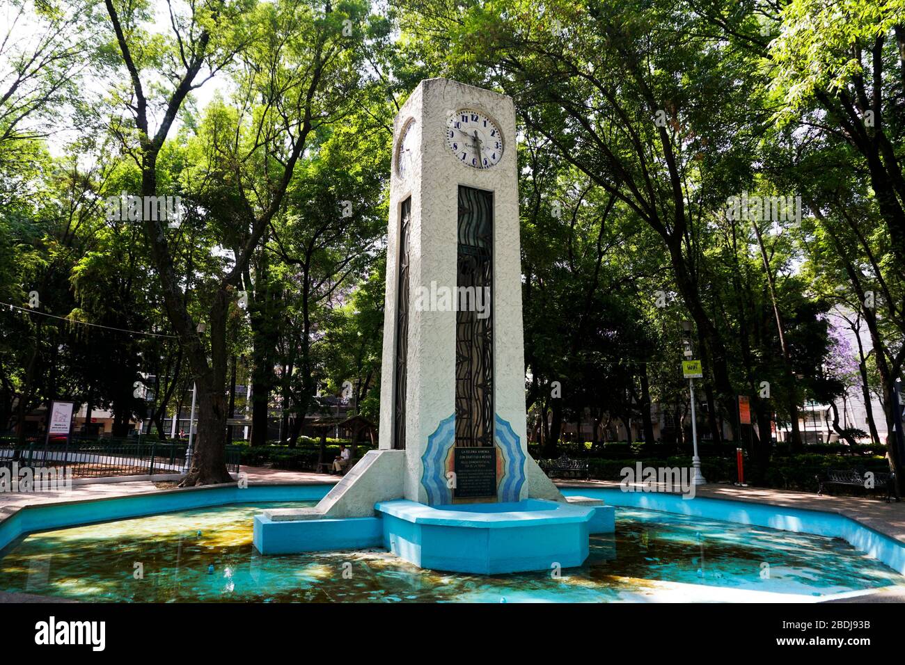 Art Deco Clock Tower in Parque Mexico in the Colonia Hipodromo of ...