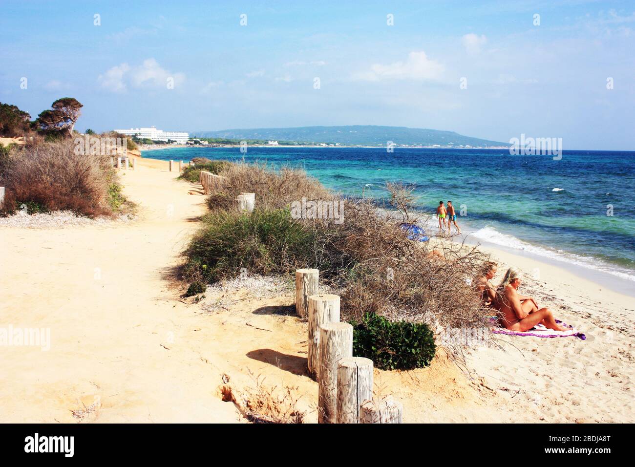 the blue sea and the beautiful beaches of formentera surrounded by arid ...