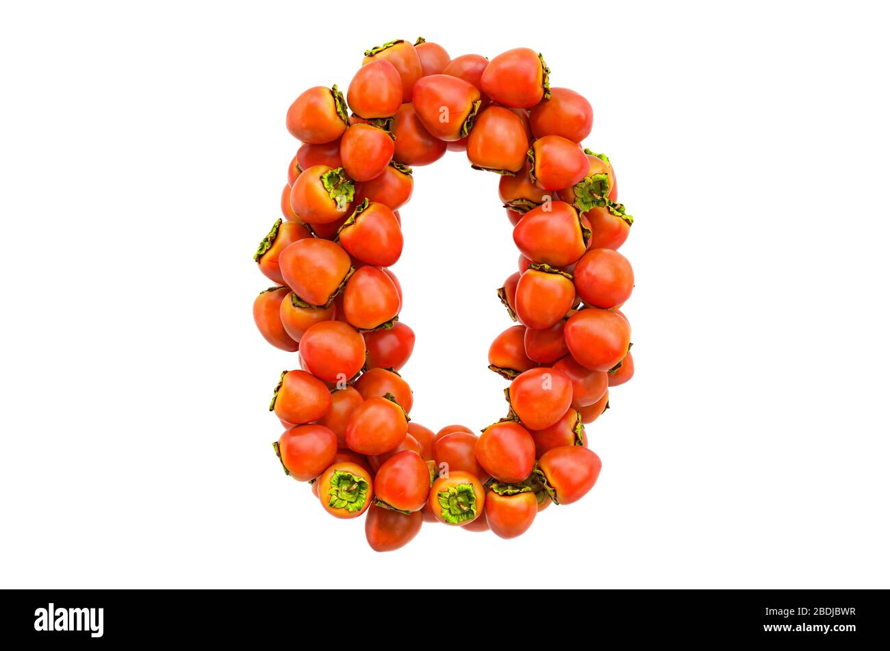 Number 0 from persimmons, 3D rendering isolated on white background ...