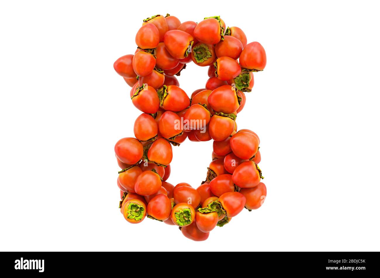 Number 8 from persimmons, 3D rendering isolated on white background ...