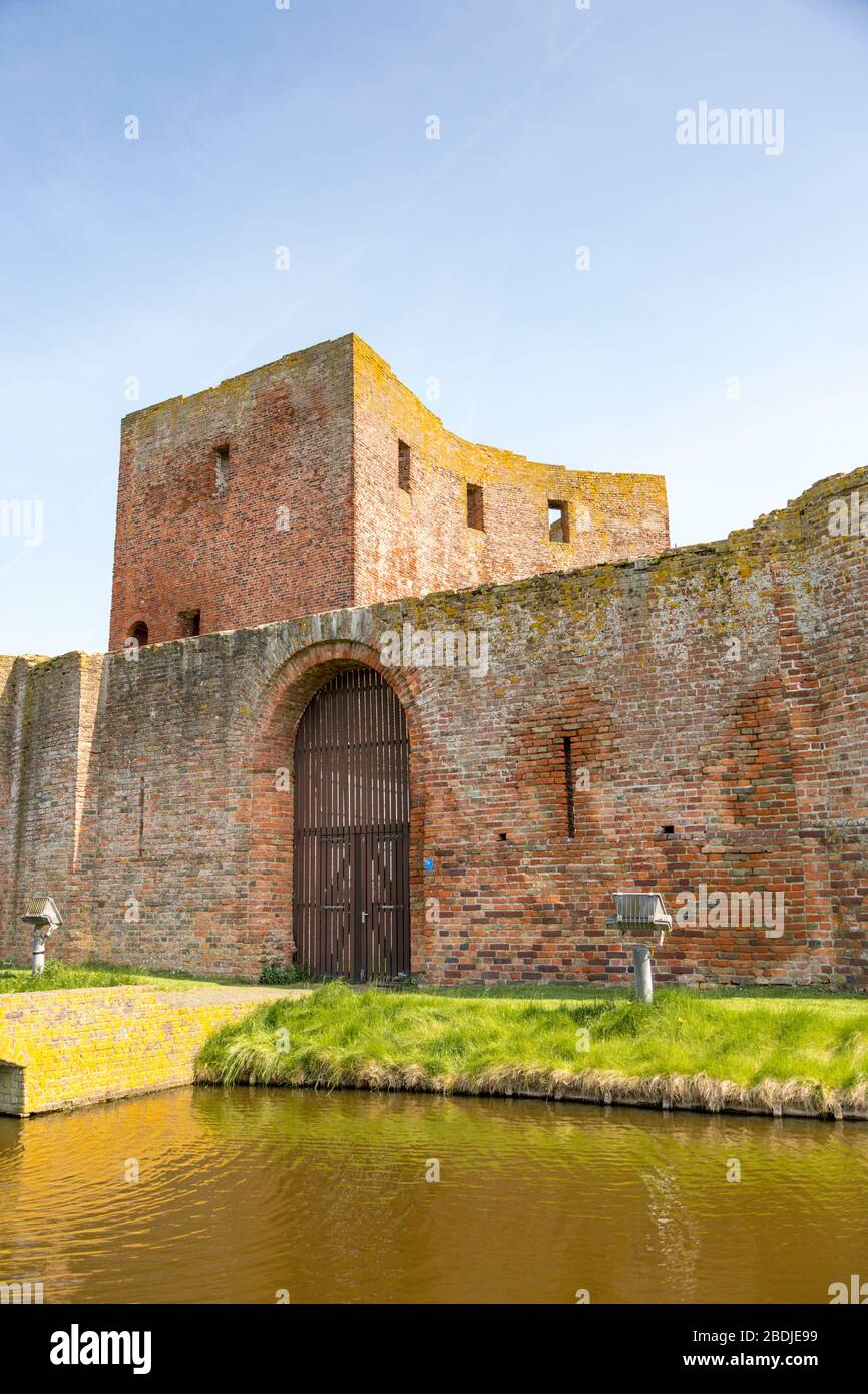 The ruin castle Teylingen in Sassenheim in the Netherlands. Entrance ...