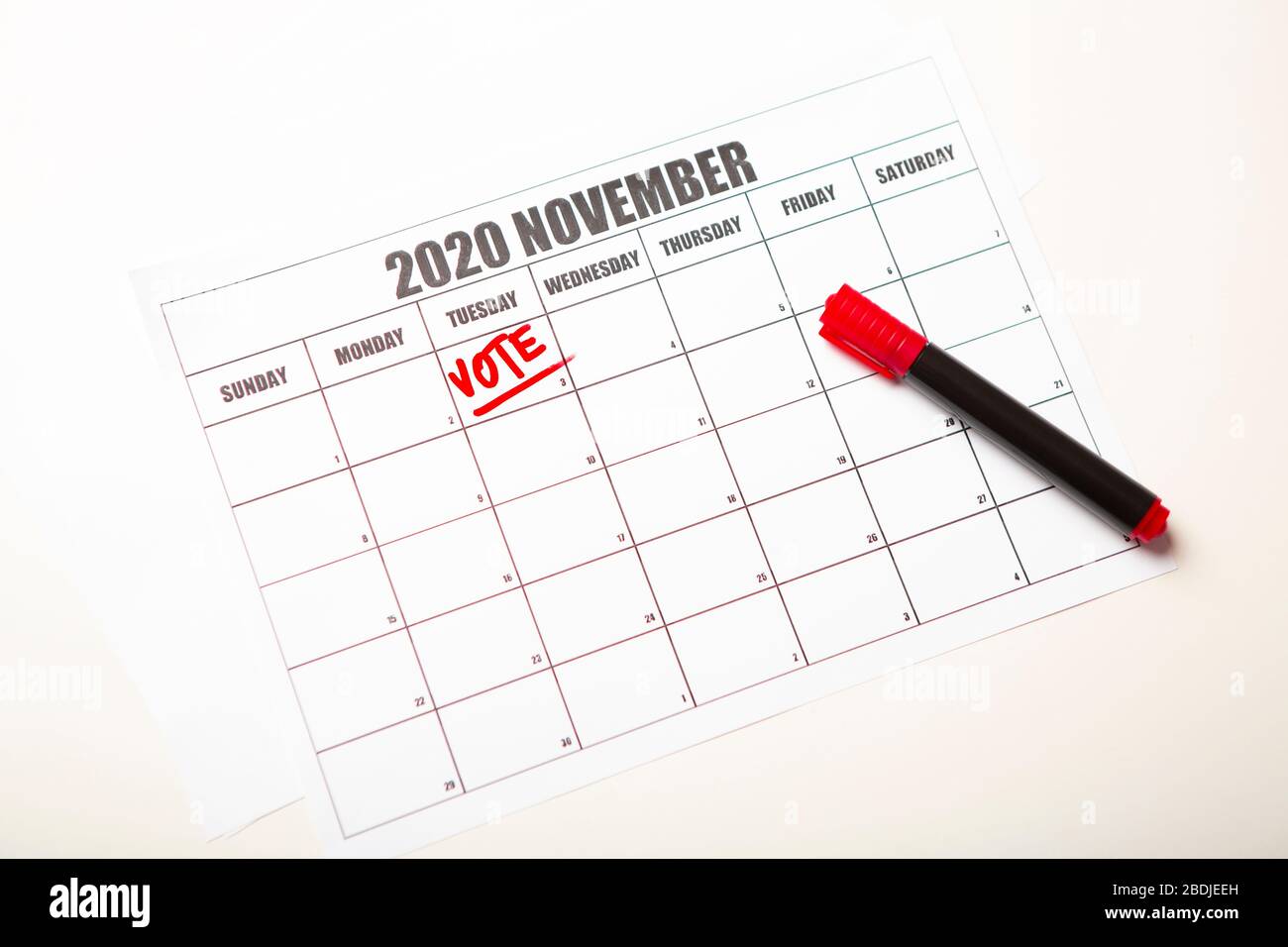 Presidential elections 2020. Text written with marker in calendar Stock ...