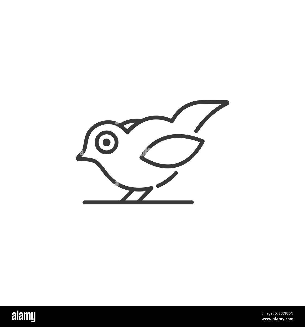 Little bird. Outline icon. Isolated animal vector illustration Stock ...