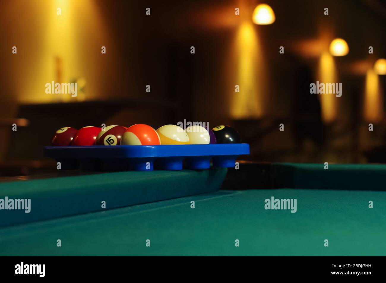 Pool equipment prepared for pool game Stock Photo - Alamy