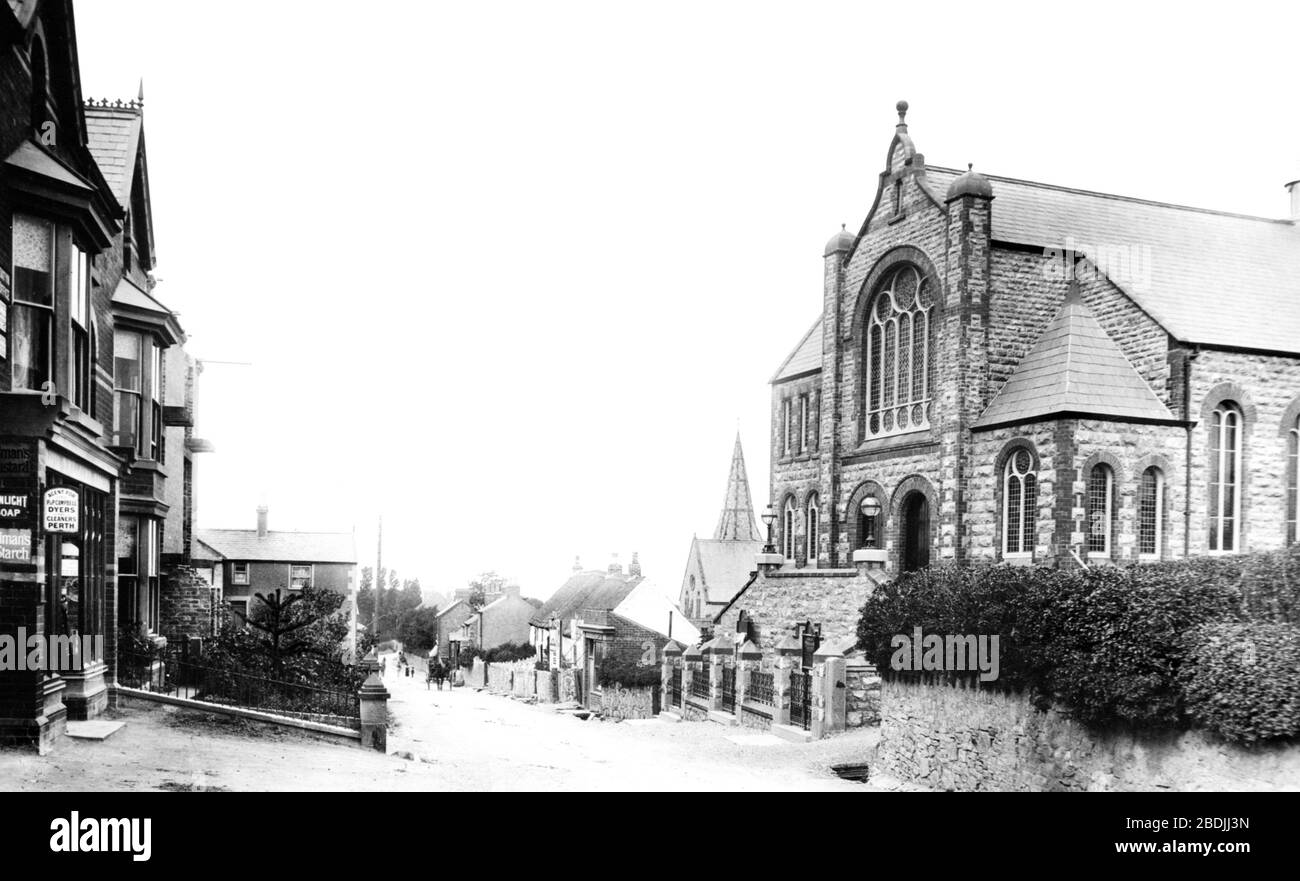 Prestatyn, High Street and the Chapel 1895 Stock Photo - Alamy