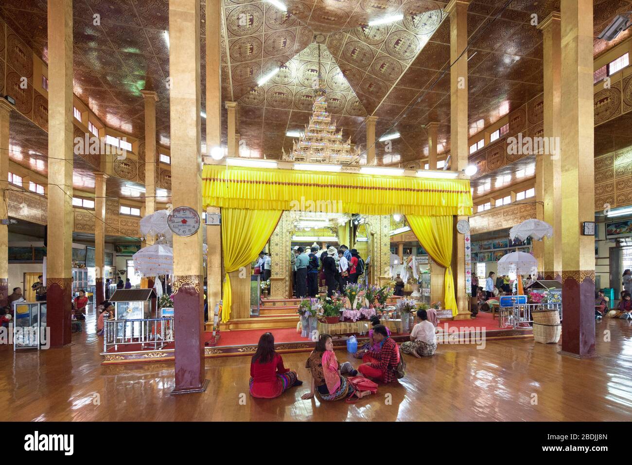 Interior of the Phaung Daw Oo Pagoda, Inle lake, state of Shan, Myanmar ...