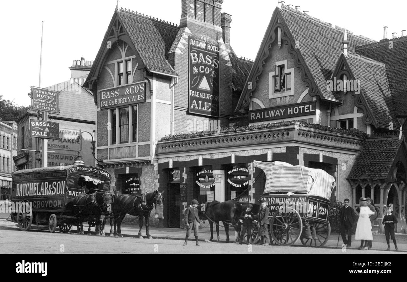 Caterham, the Railway Hotel 1894 Stock Photo - Alamy