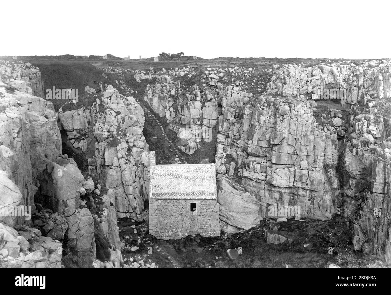 St Govan's Head, Chapel and Steps 1893 Stock Photo - Alamy
