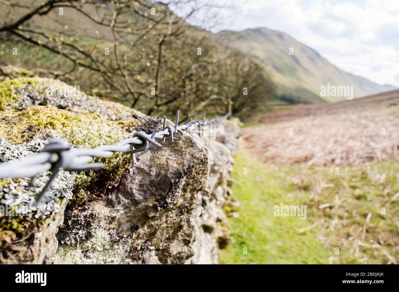 Wall Running through Countryside Landscape Stock Photo - Alamy