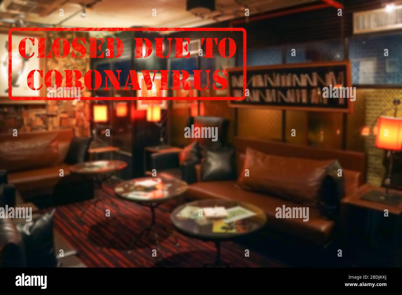 Defocused, blurred view of interior of an upmarket cafeteria or coffee ...