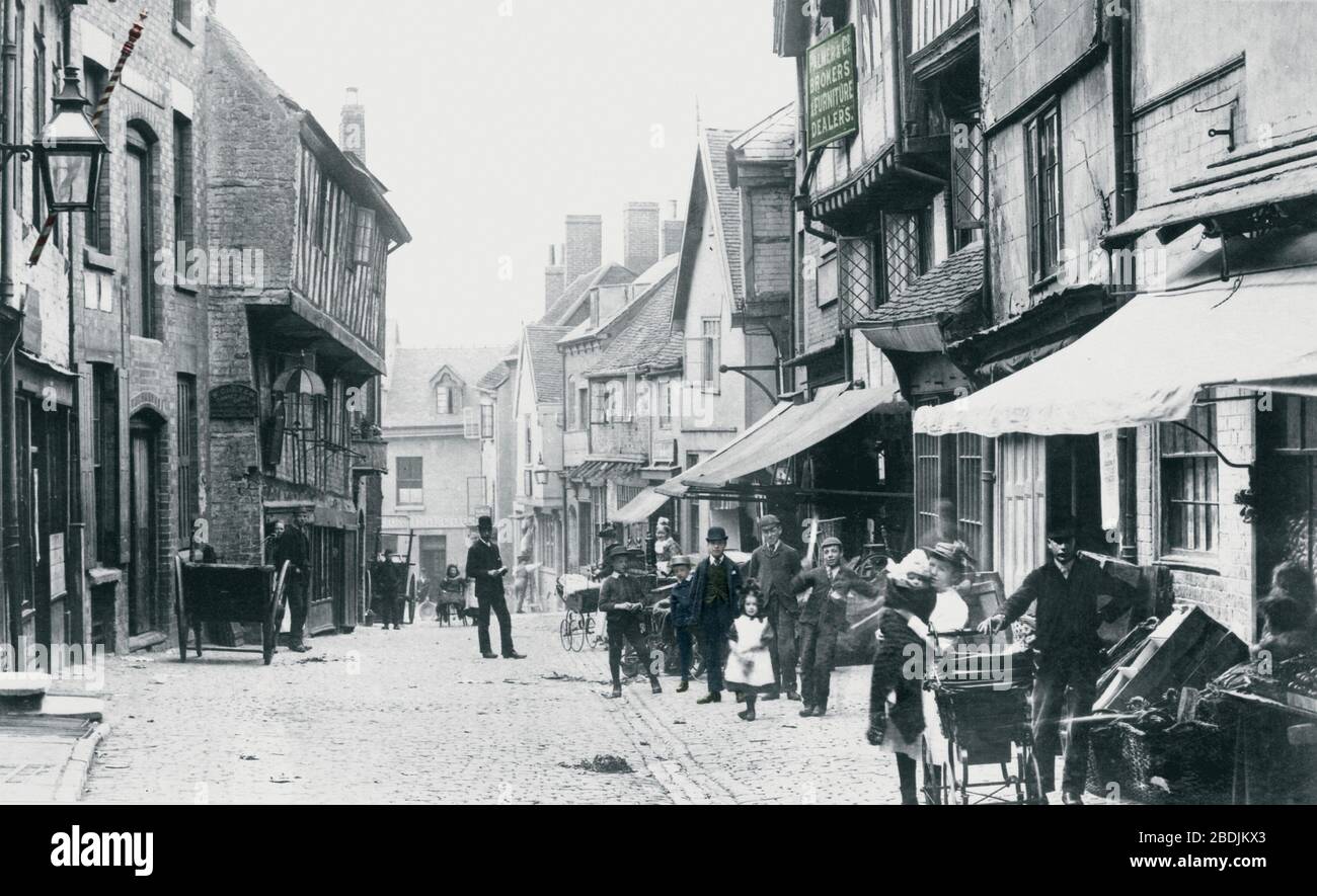 Coventry, Butcher Row 1892 Stock Photo - Alamy