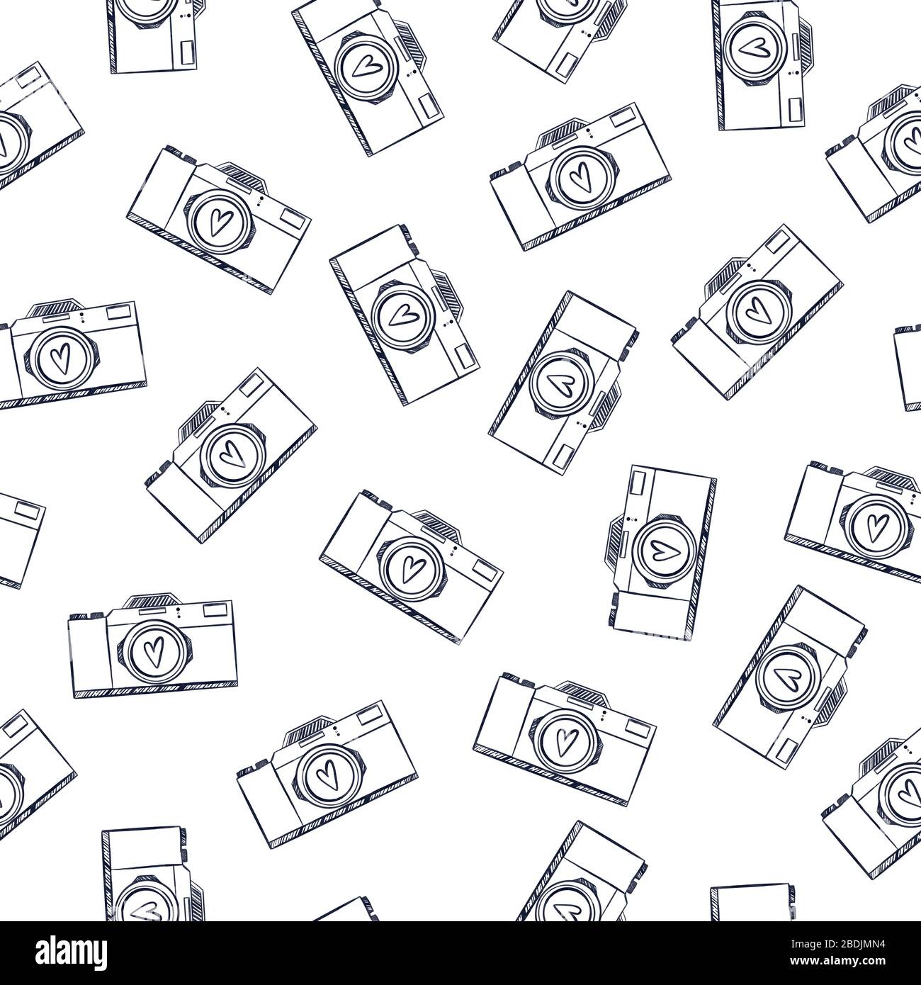 Seamless Pattern. Retro Camera Icon isolated on White Background ...
