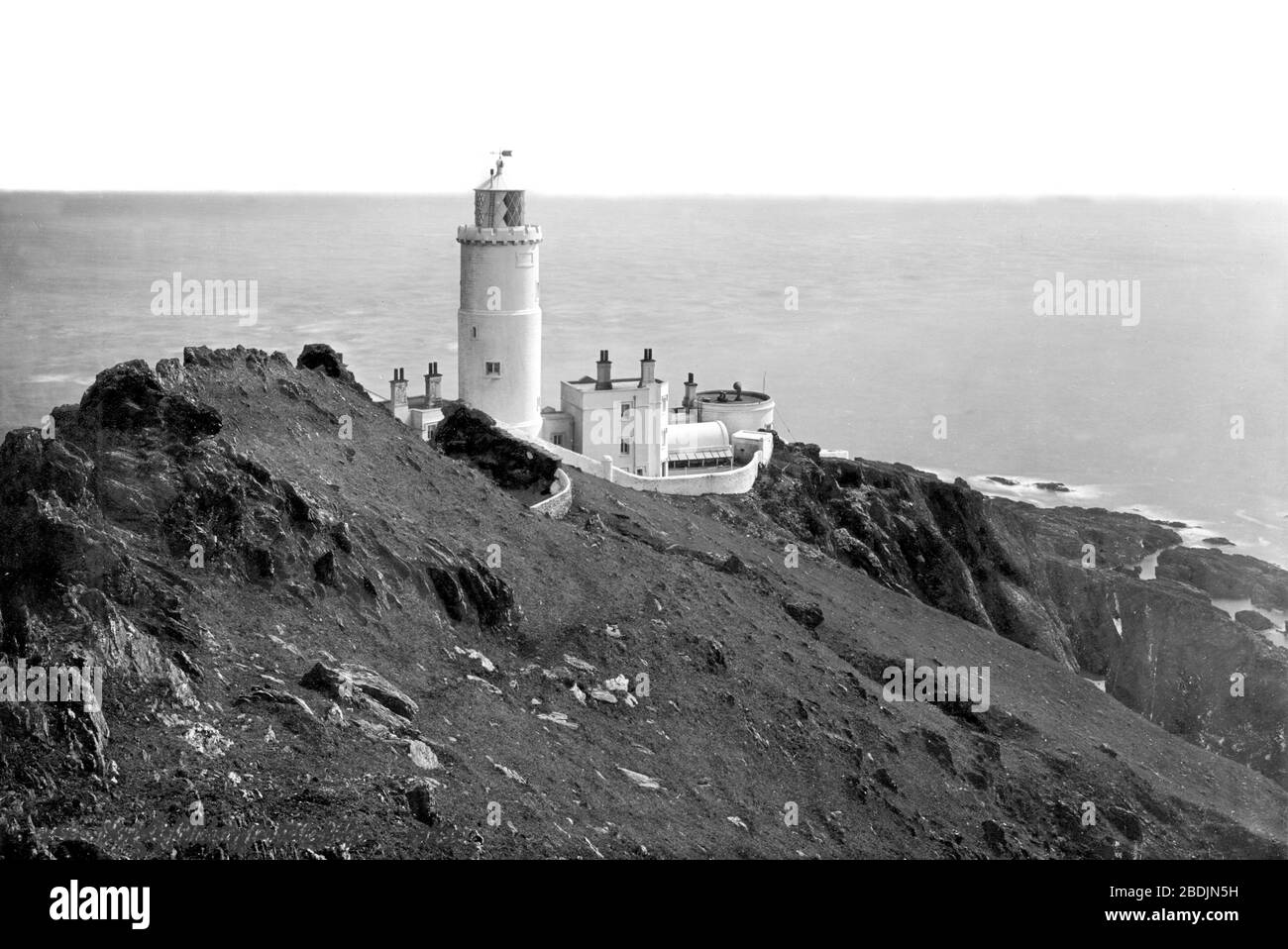 Start Point, Lighthouse from the Ridge 1890 Stock Photo - Alamy