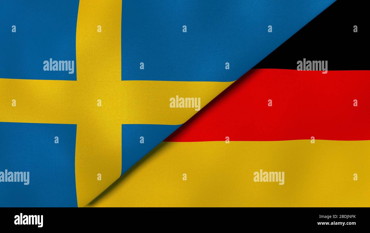 Two states flags of Sweden and GermanyHigh quality business background ...