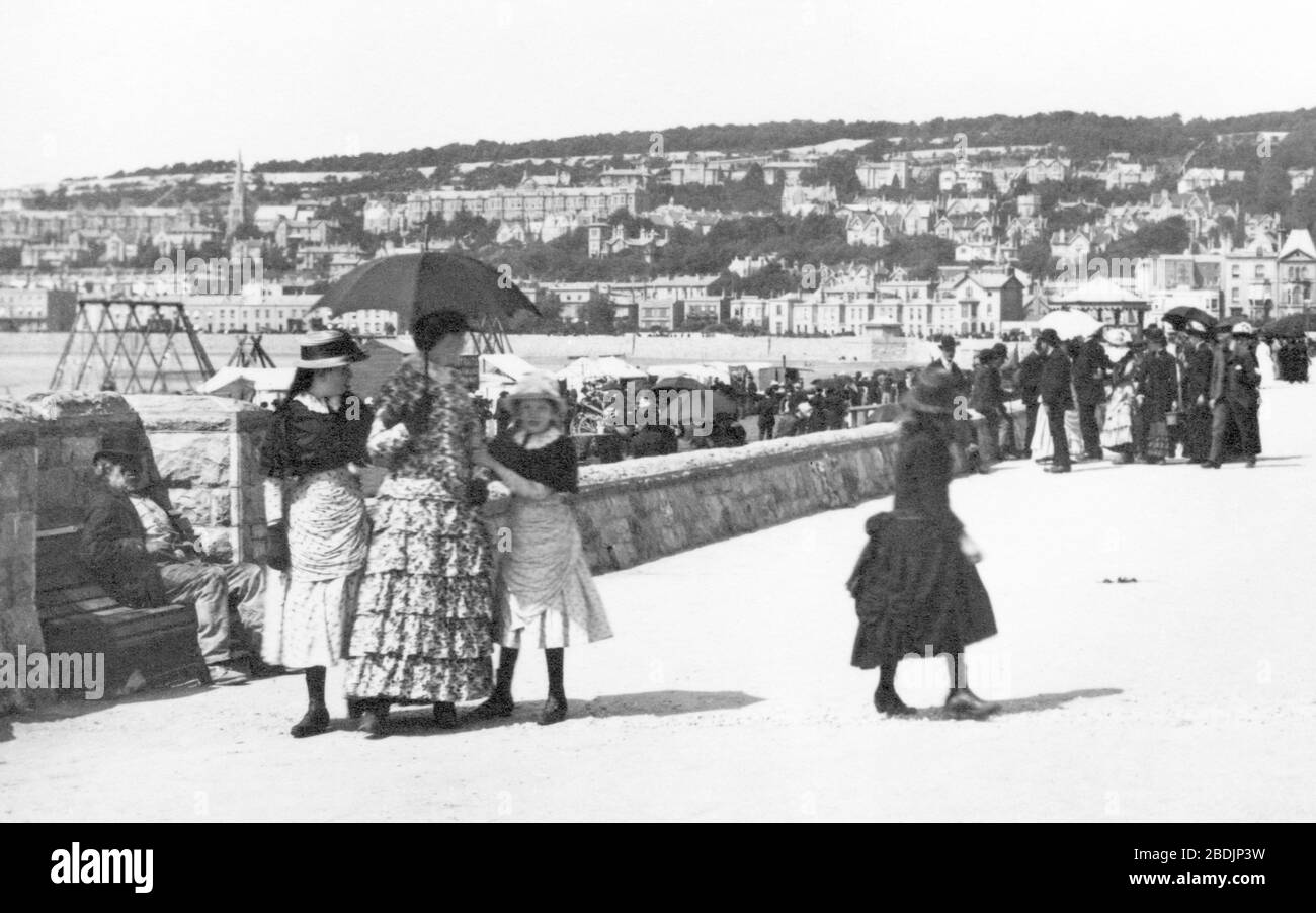 Weston-super-Mare, Mother and Daughters, Victoria Parade 1887 Stock ...