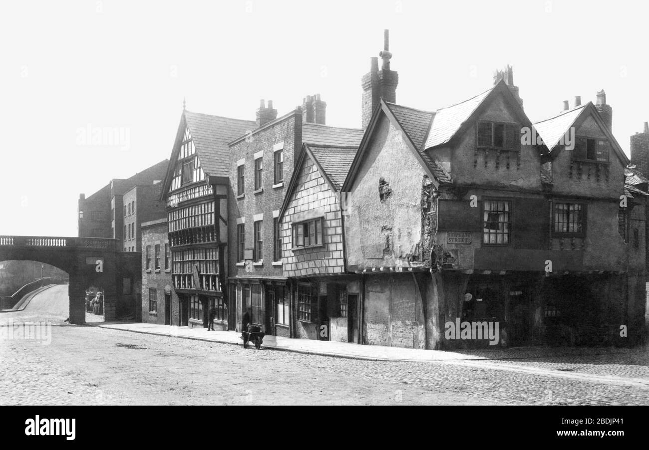 Chester, Bridge Street, the Ship Inn 1888 Stock Photo - Alamy