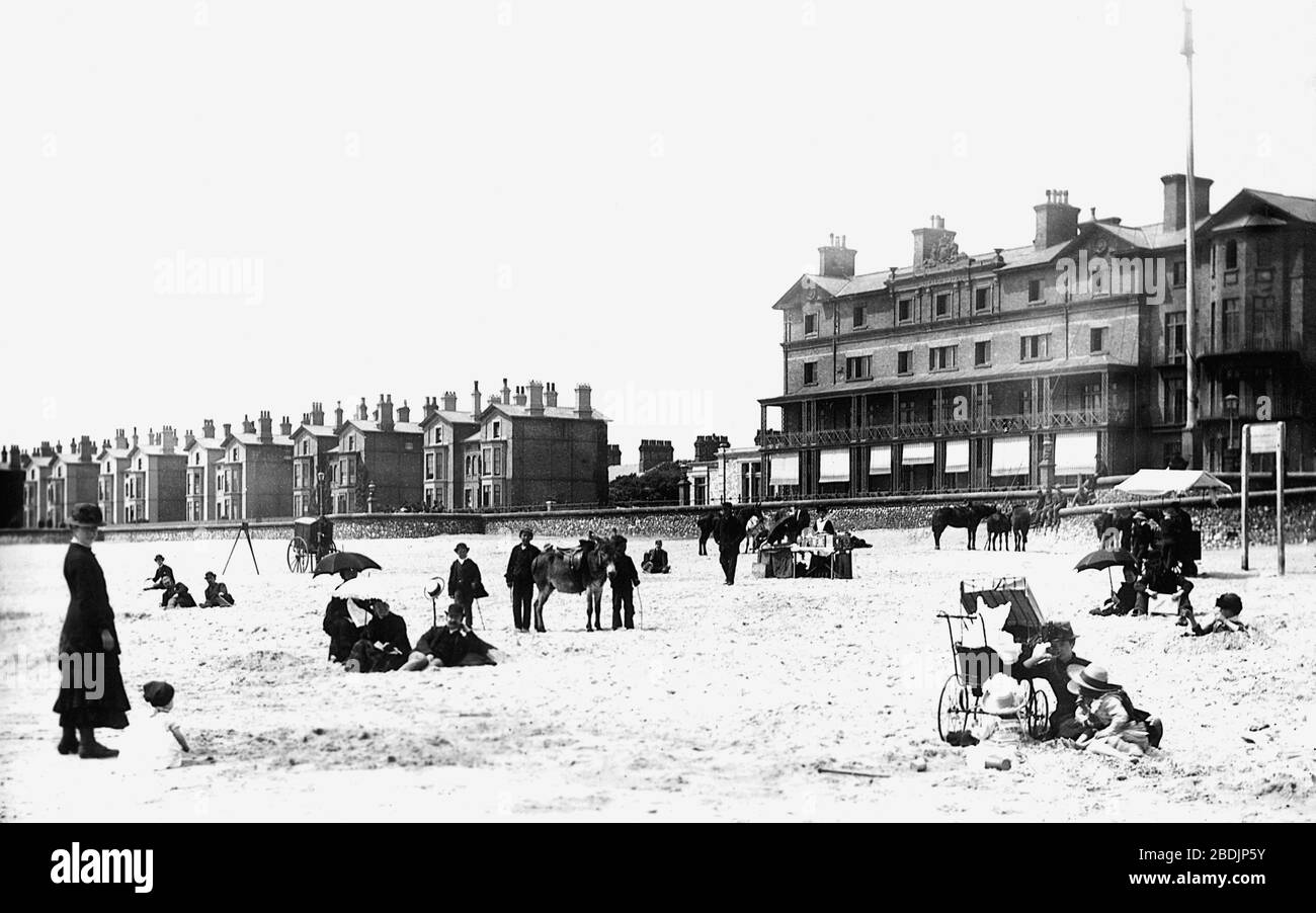 Lowestoft, the Beach 1887 Stock Photo - Alamy