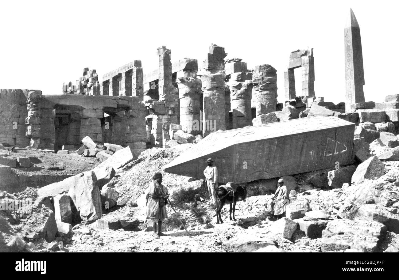 Thebes, the Broken Obelisk, Karnak 1857 Stock Photo - Alamy