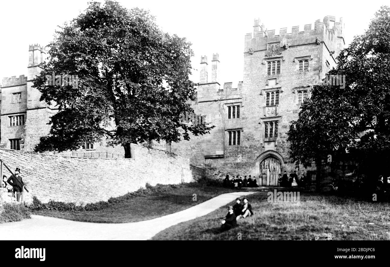 Haddon Hall, the Entrance Tower 1886 Stock Photo - Alamy